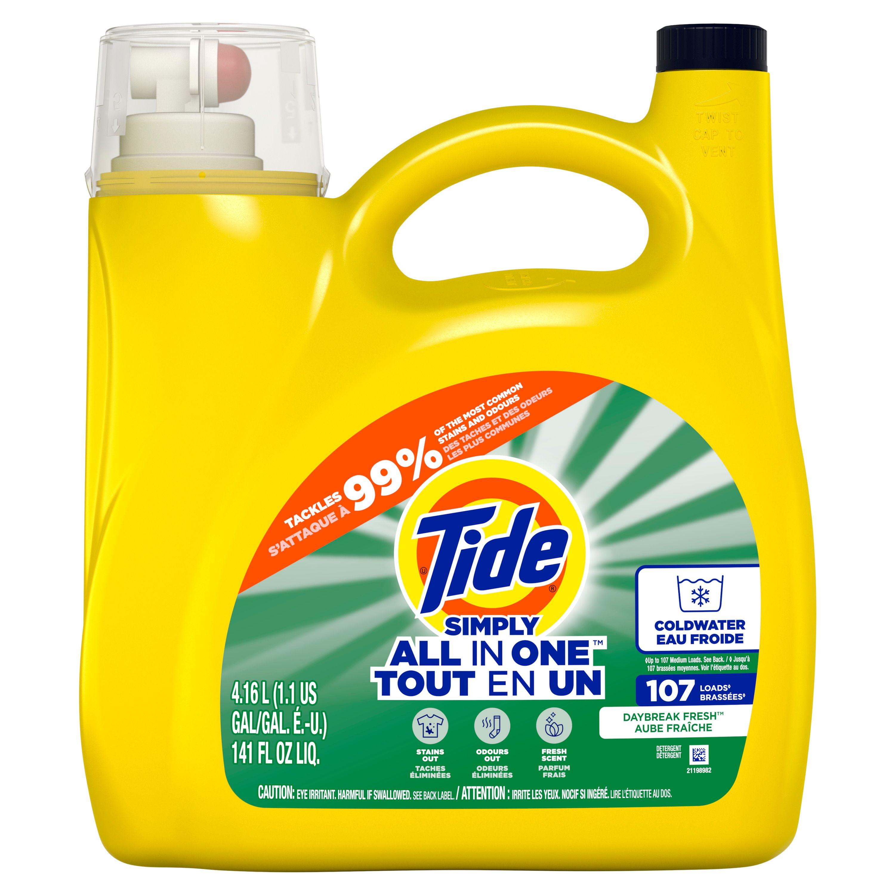 Tide Simply All-In-One Liquid Laundry Detergent, Daybreak Fresh Scent ...