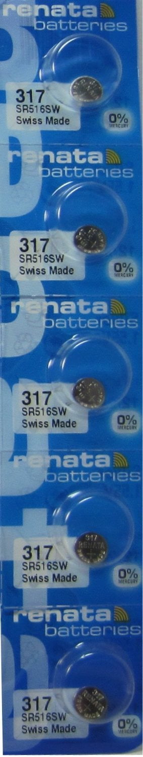 5 Renata 317 SR516SW Silver Oxide Zero Mercury Electronic Batteries ...