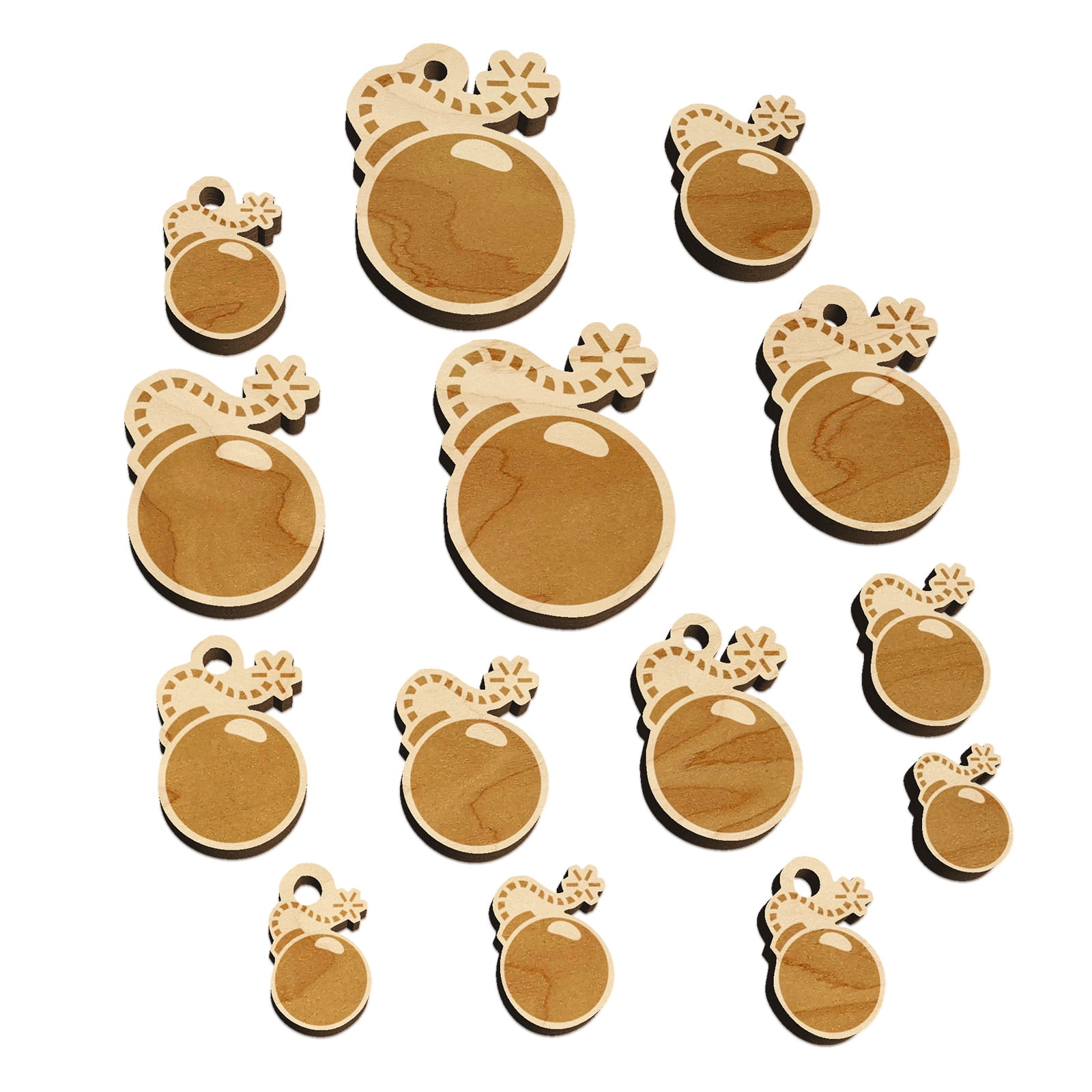 Cartoon Bomb with Fuse Wood Mini Charms Shapes DIY Craft Jewelry - No ...