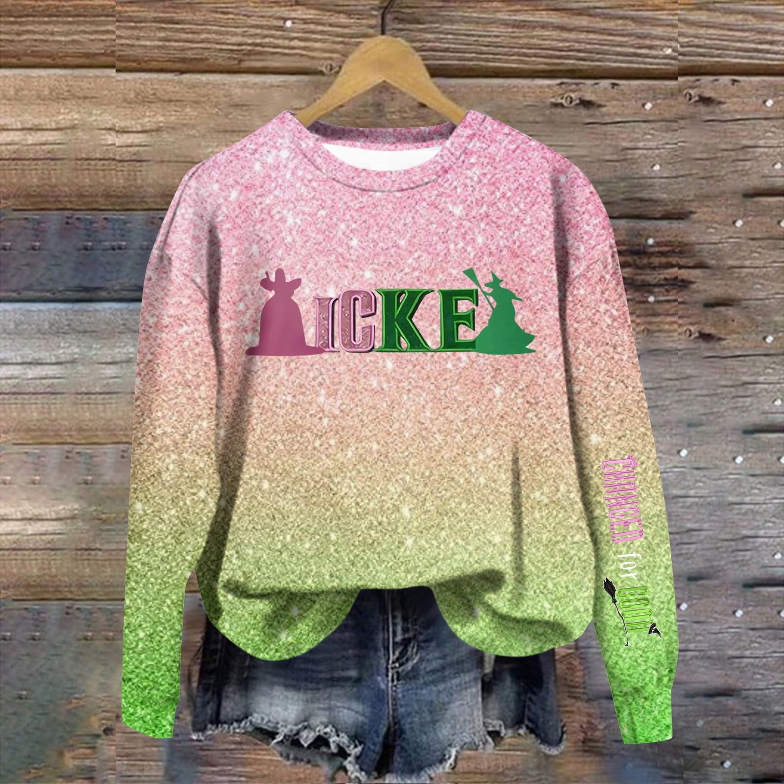 Click here for Hujtys Womens Casual Wicked Witch Print Long Sleev... prices