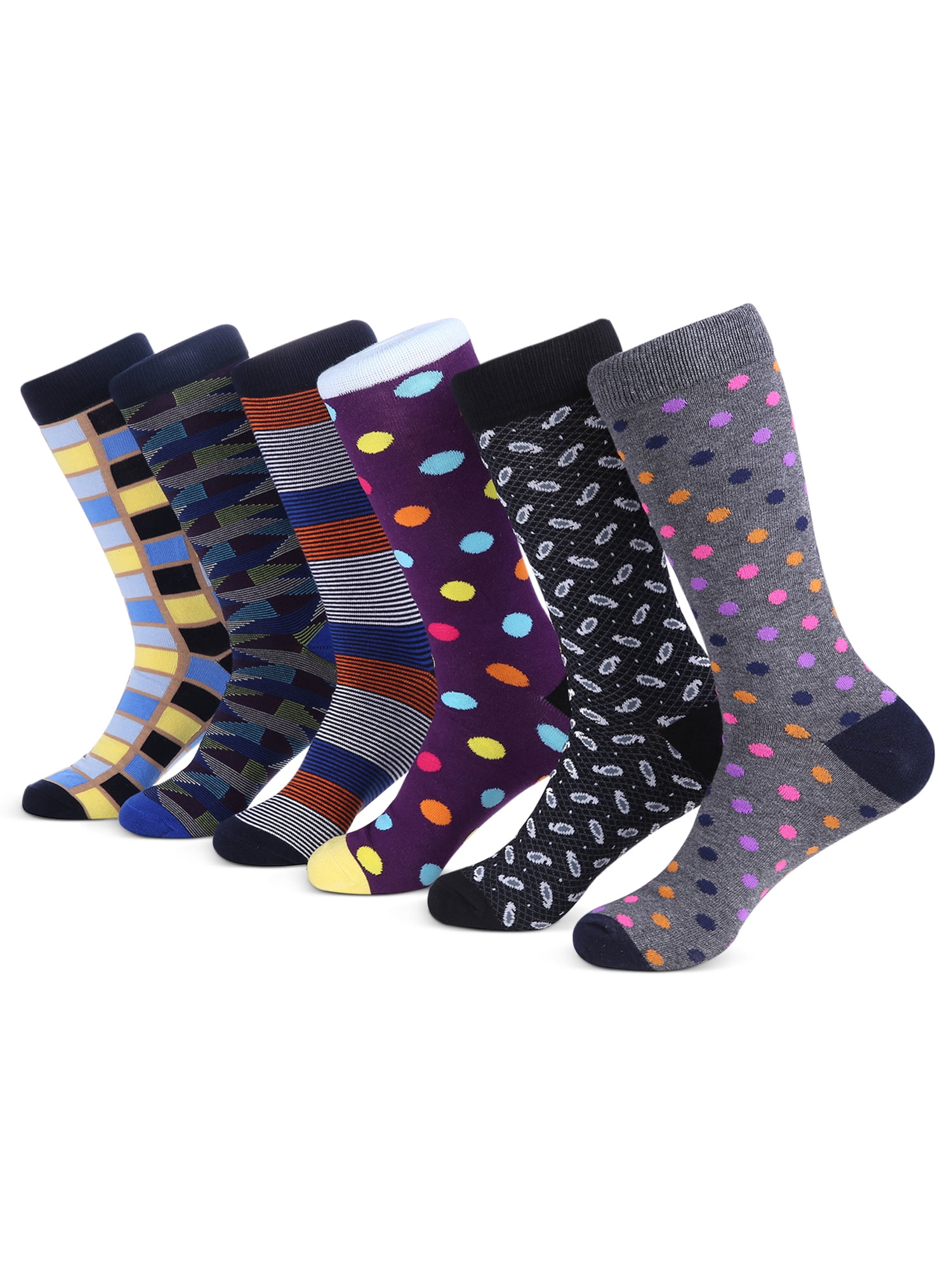 Men's Bold Designer Dress Socks 6 Pack - Walmart.com