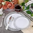 210pcs Dinnerware Set - Silver Rimmed Plastic Plates Disposable Heavy ...