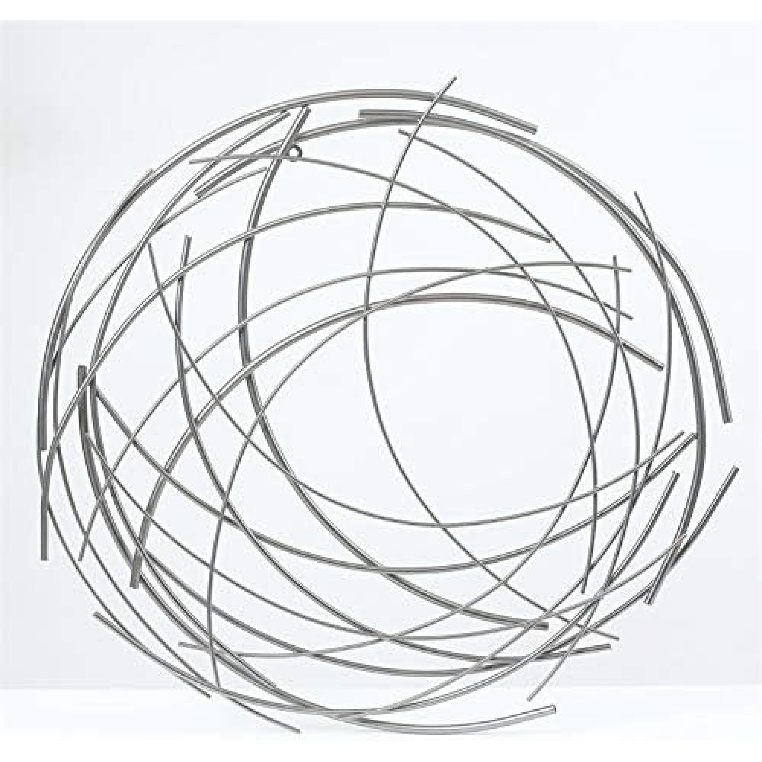 Bilot Contemporary Metal Abstract Iron Sticks Round Wall Art in Silver ...