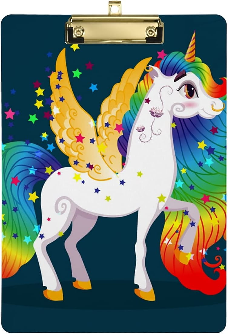 ZHANZZK Unicorn Clipboard Hardboard Wood Nursing Clip Board and Pull ...