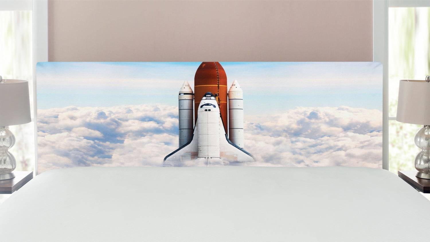 Outer Space Headboard, Rocket Taking Off on Mission Spaceman Planet ...