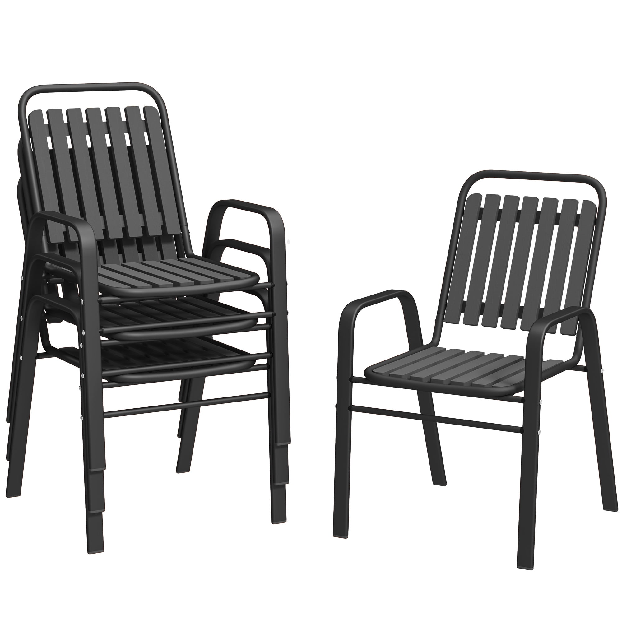Click here for Outsunny Outdoor Dining Chairs Set Of 4  Stackable... prices
