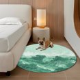Abstract Pine Trees Round Rug 8ft Washable Circle Rugs Non Slip Mint ...