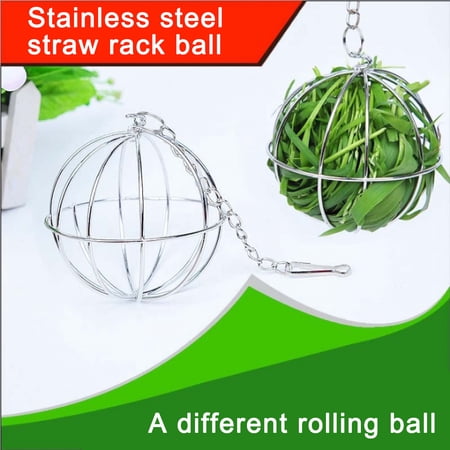 Agiferg Rabbit Grass Frame Stainless Steel Plating Grass Ball Hanging ...