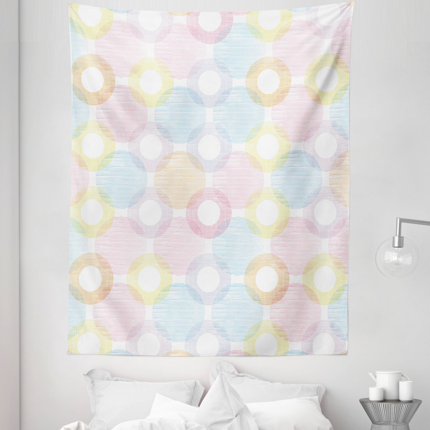 Pastel Tapestry, Ring Shapes and Big Spots Dots Symmetrical Overlapping ...