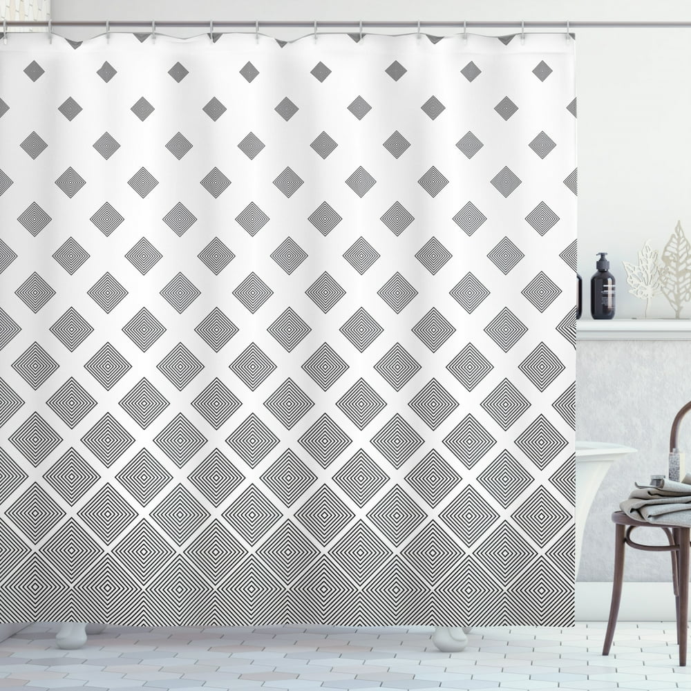 Geometric Shower Curtain Monochrome Black And White Squares Pattern