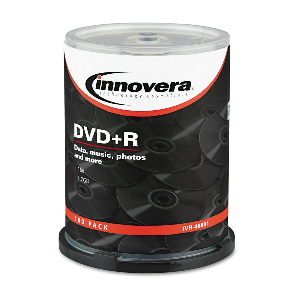 Innovera DVD+R Discs, 4.7GB, 16x, Spindle, Silver, 100/Pack - Walmart ...