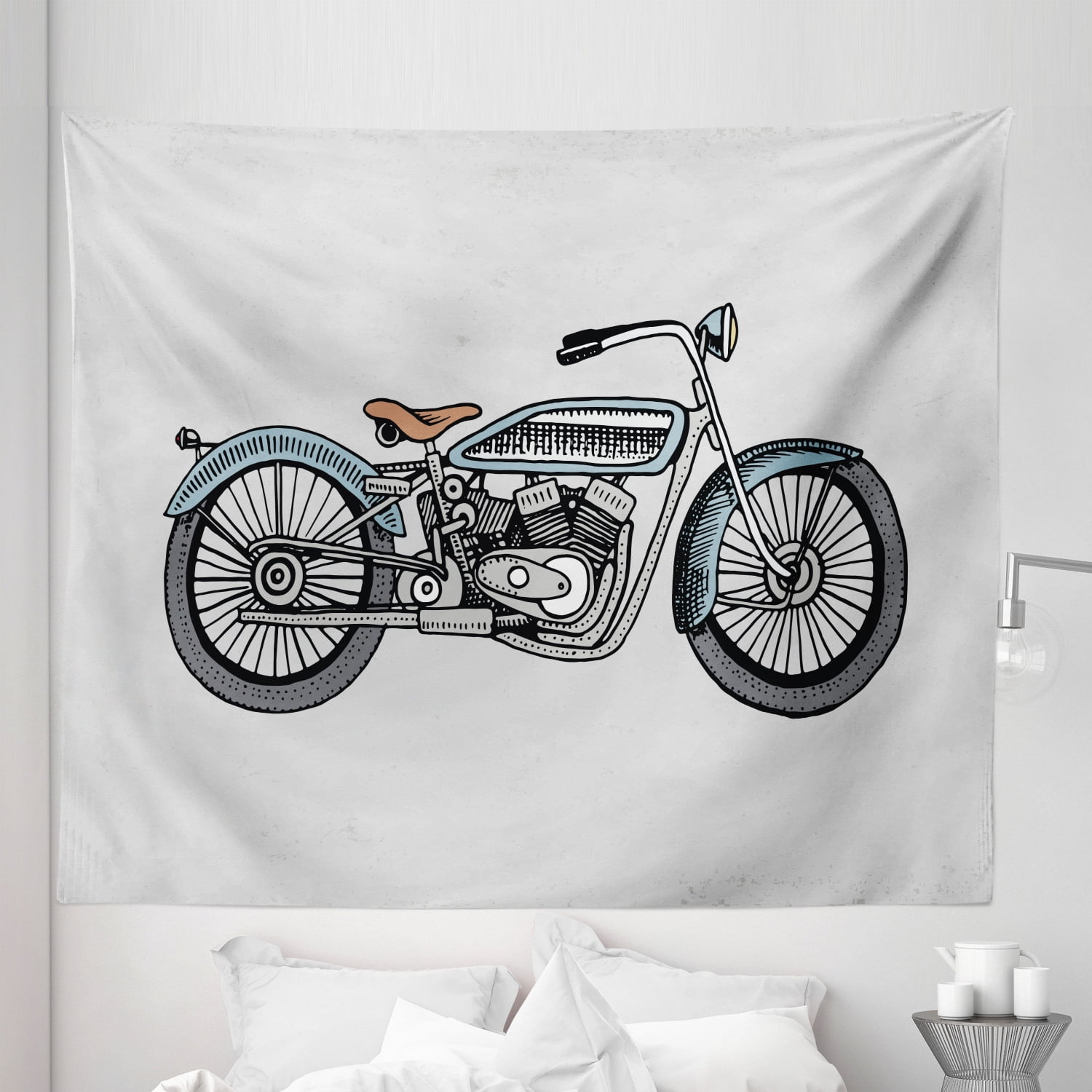 Motorcycle Tapestry, Off Road Bike Motocross Racer Theme Transportation ...