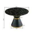 SSLINE Black Marble Printed MDF Round Dining Table, Black Columnar Base ...