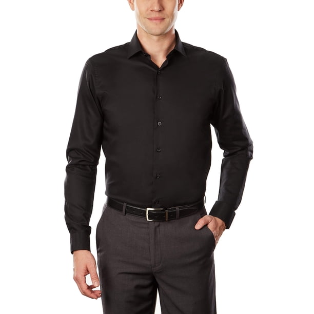 Camisa de vestir Kenneth Cole Unlisted, ajustada, negra lisa, para ...
