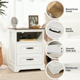 Farmhouse Nightstand with Charging Station and 2 drawers, Rustic Wood ...