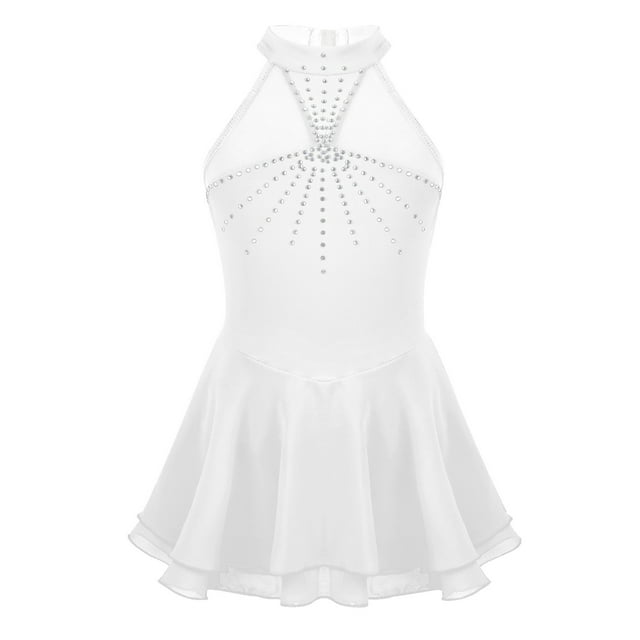 Yeahdor Girls Sparkly Rhinestones Ballet Dance Costume Mesh Splice ...