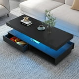 LED Coffee Table with Storage, High Glossy LED Coffee Tables for Living ...