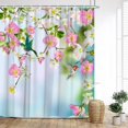 Spring Flower Shower Curtain Watercolor Farm Butterfly Greenery Leaf