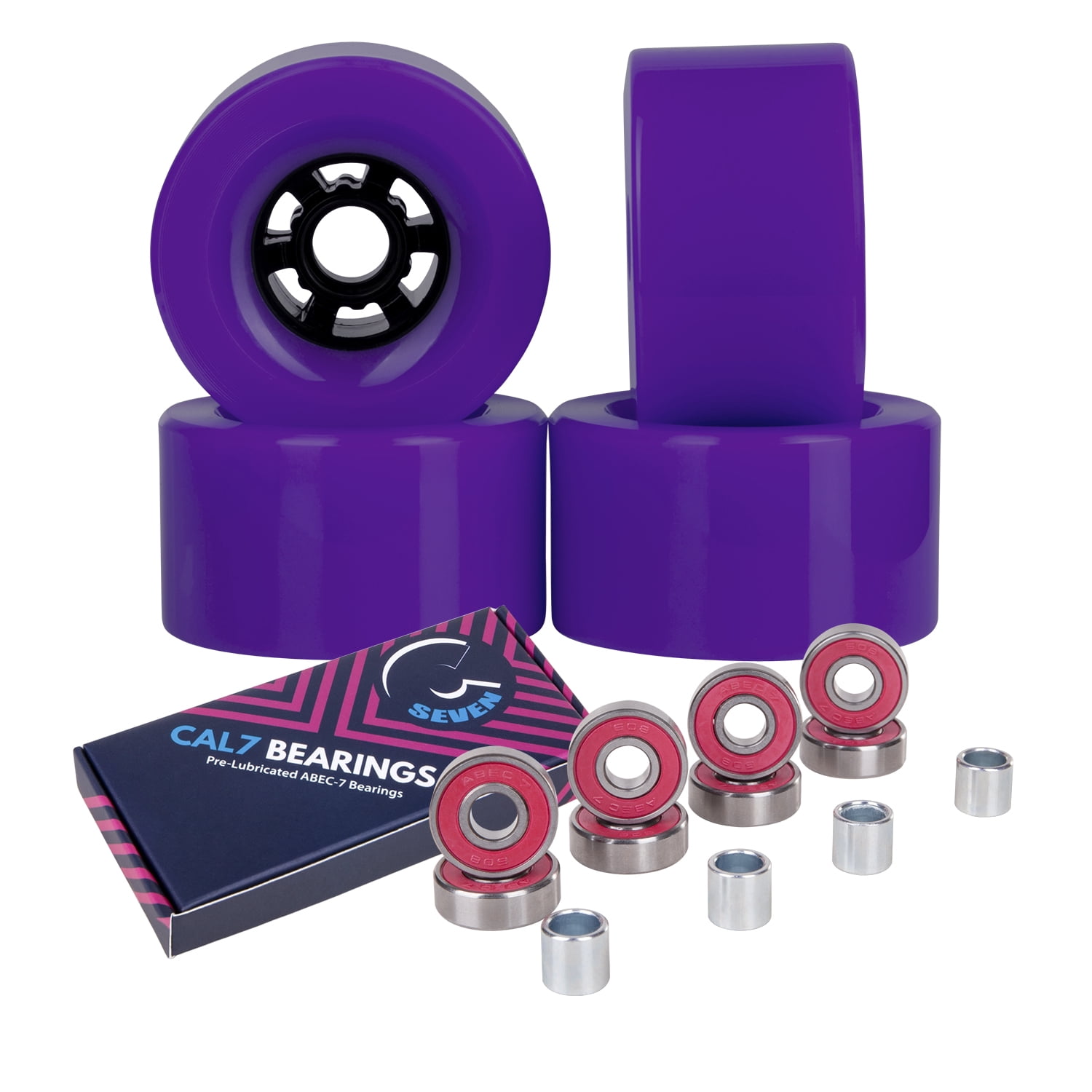 Cal 7 83mm 78A Longboard Flywheels + ABEC 7 Bearings and Spacers ...