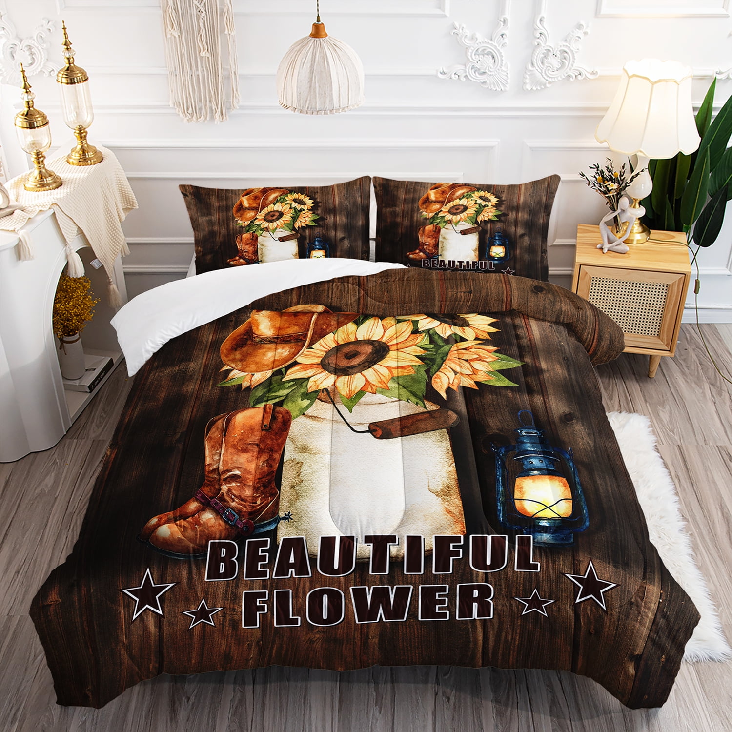 Hosima 3-Piece 3D Digital Printed Comforter Set,Beautiful Yellow ...