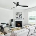 52" Black Flush Mount Ceiling Fan with Dimmable LED & Remote – Quiet DC ...