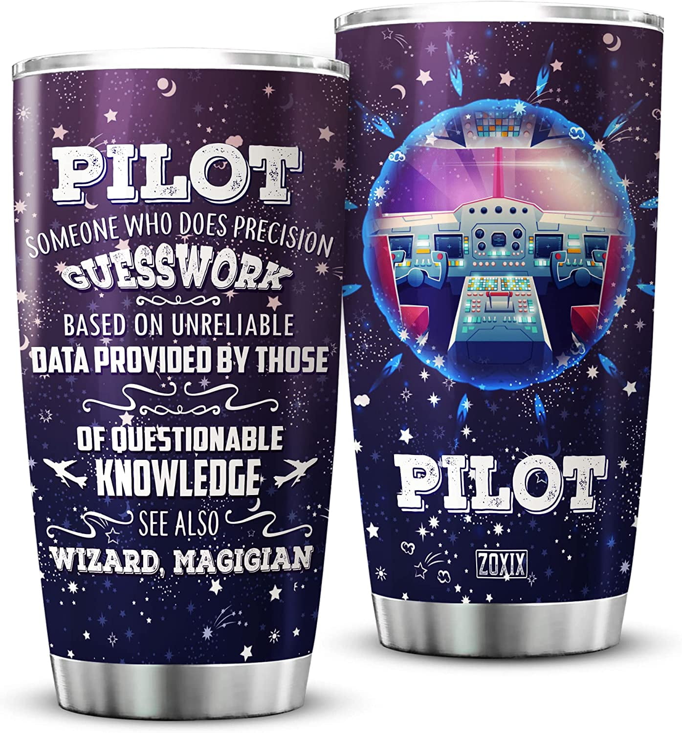 Pilot Tumbler Aviation Stainless Steel Mug With Lid 20oz Cute Aircraft ...