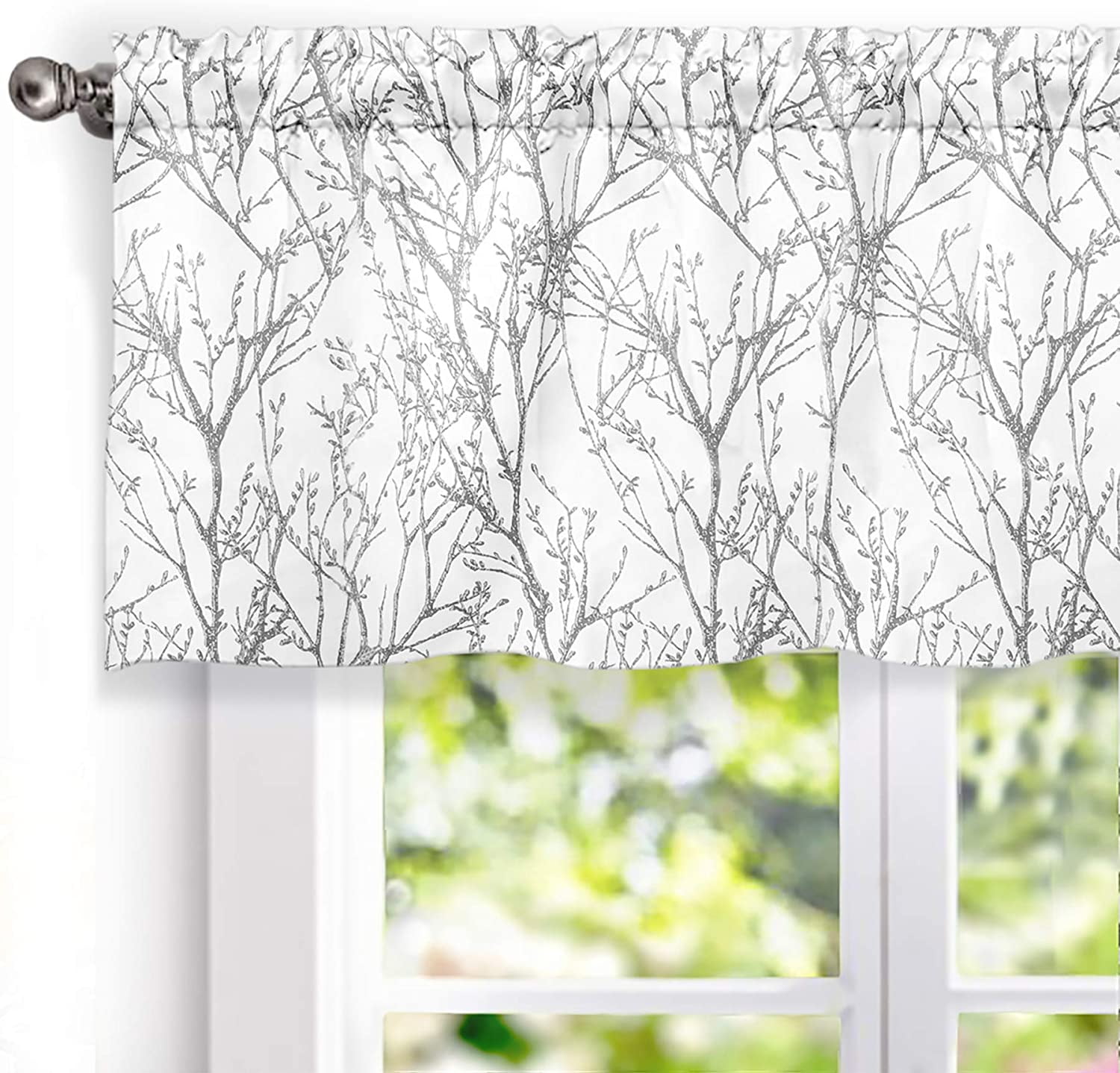 DriftAway Tree Branch Botanic Pattern Lined Window Curtain Valance,52 ...