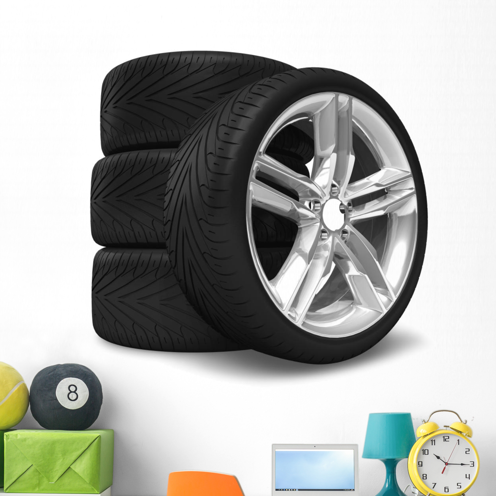 Car Wheels Set Wall Decal by Wallmonkeys Peel and Stick Graphic (48 in ...