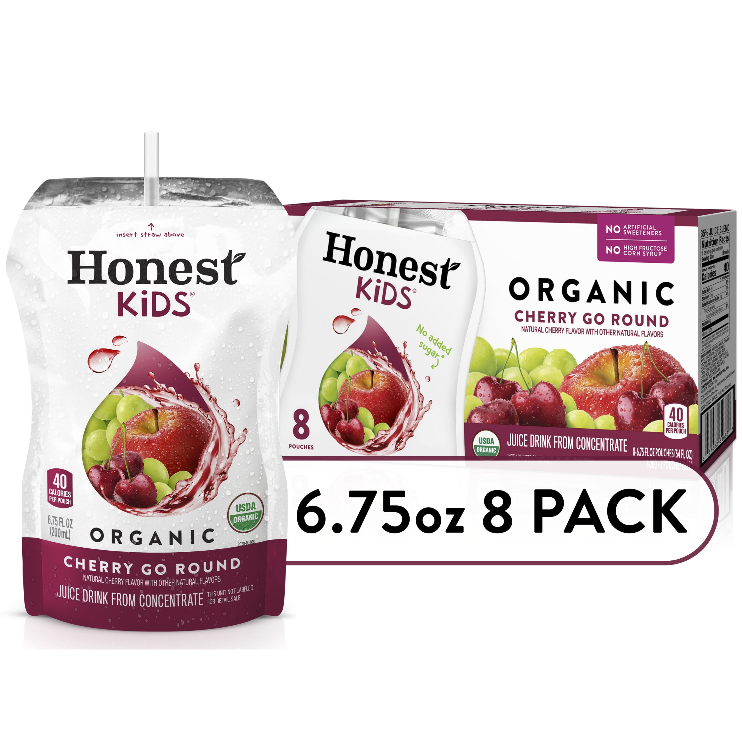 Honest Kids Cherry Go Round Organic Fruit Juice, 6.75 fl oz, 8 Pack ...