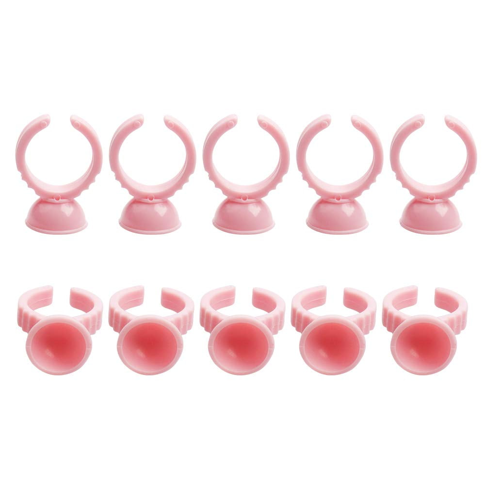 200 Pack Disposable Glue Ring Cups Eyelash Extension Tools Plastic Nail ...