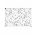 Abstract Sharks Sun Shade Sail 12'X16' Black Line Fish Ocean Life ...