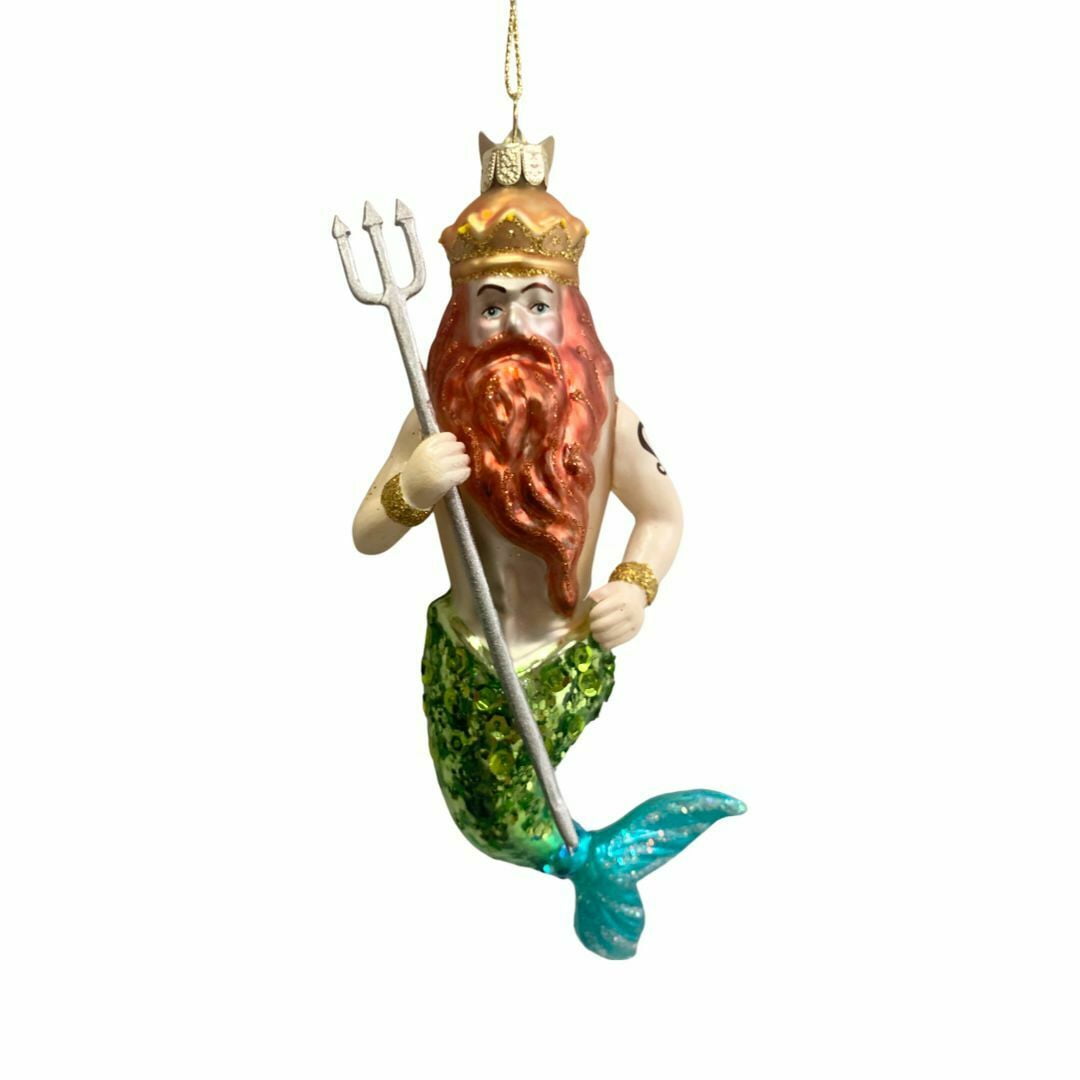 Kurt Adler Noble Gems Sparkling Glass Sea King Triton Merman Christmas ...
