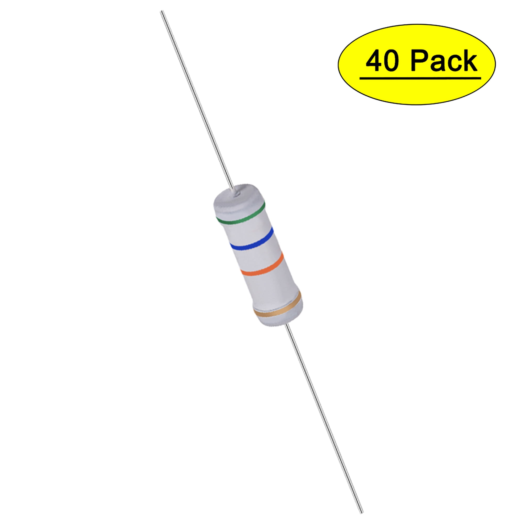 Uxcell 56K Ohm 3W ±5% Tolerance Axile Lead Metal Oxide Film Resistor 40 ...
