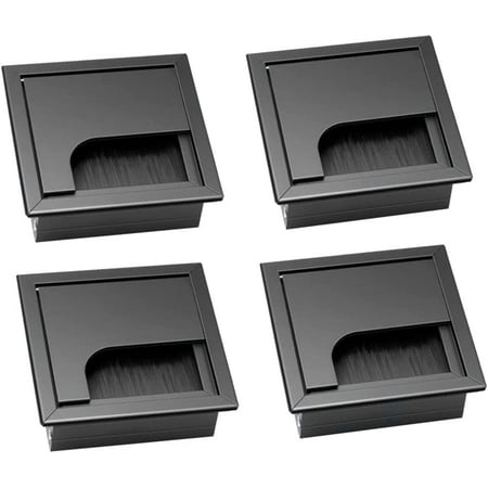 NETSENG Black 4-Piece Recessed Cable Management Box Office Cable ...