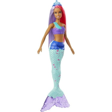 Barbie Dreamtopia Mermaid Doll with Pink & Blue Hair & Tail, Plus Tiara ...