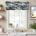 Curtain Valance for Windows, Retro Blue White Color Block Geometric Art ...