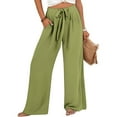HJYCHN Women's Wide-Leg Solid Casual Pants Adjustable Drawstring ...