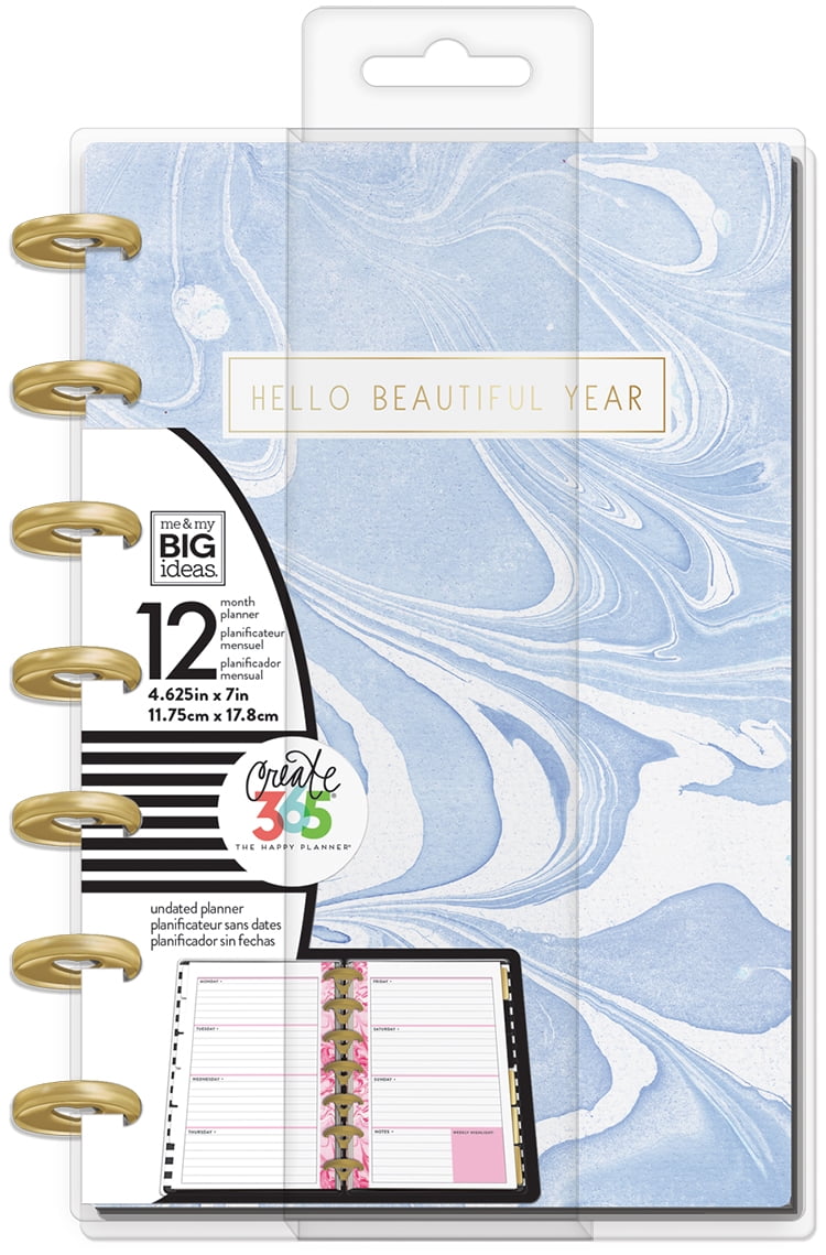 Happy Planner 12-Month Undated Mini Planner 5.125"X7.5" Modern Marble ...