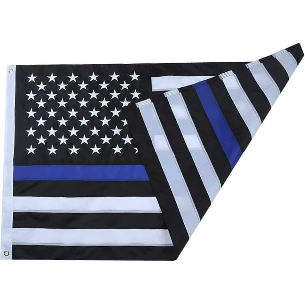 Thin Blue Line Flags 3x5 Ft Outdoor Heavy Duty Black And Blue American