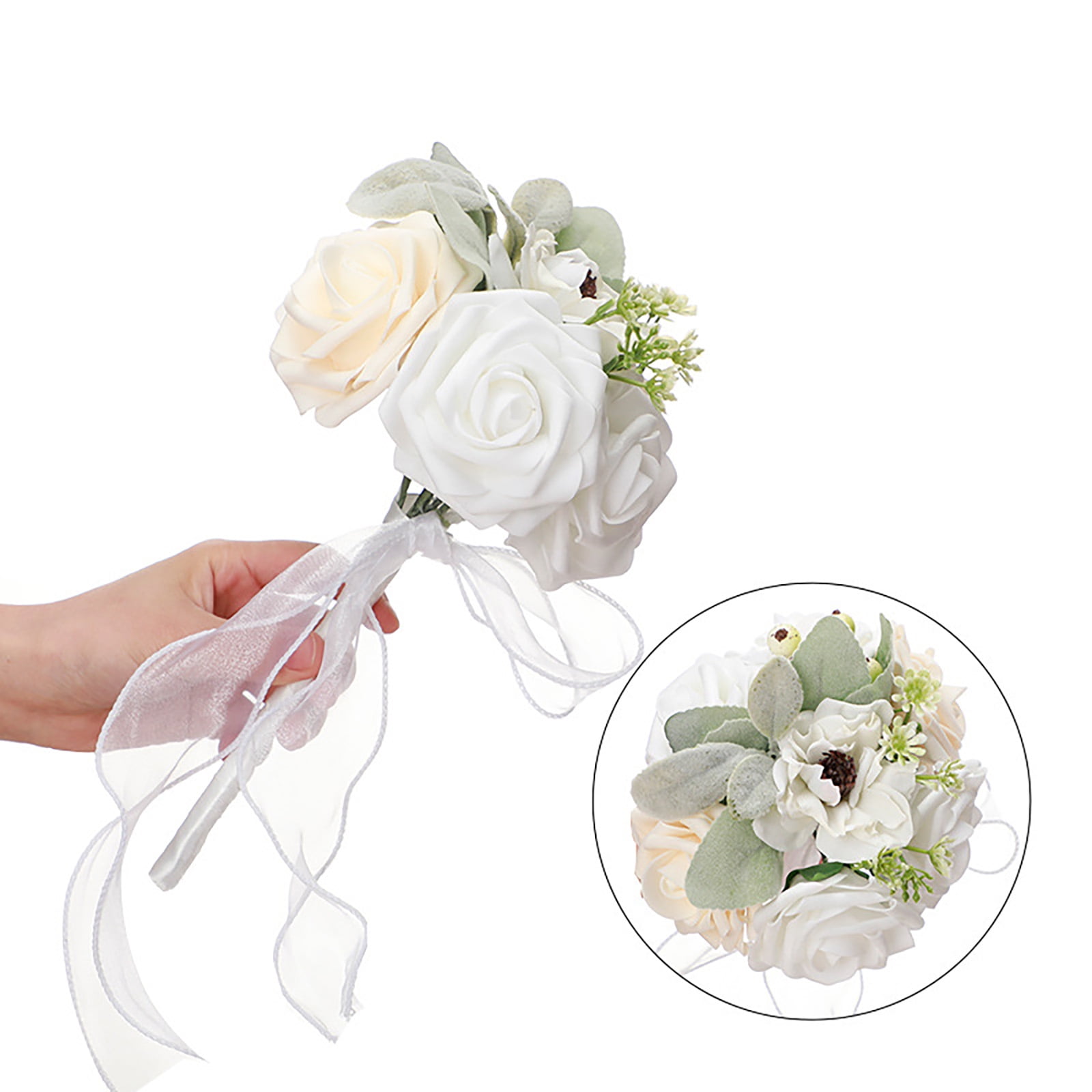 Bridal Wedding Bouquet Bridesmaid Artificial PE Flower Fake Bouquet ...