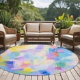 Blue Purple Oil Painting 8FT Round Area Rugs for Living Room Abstarct ...