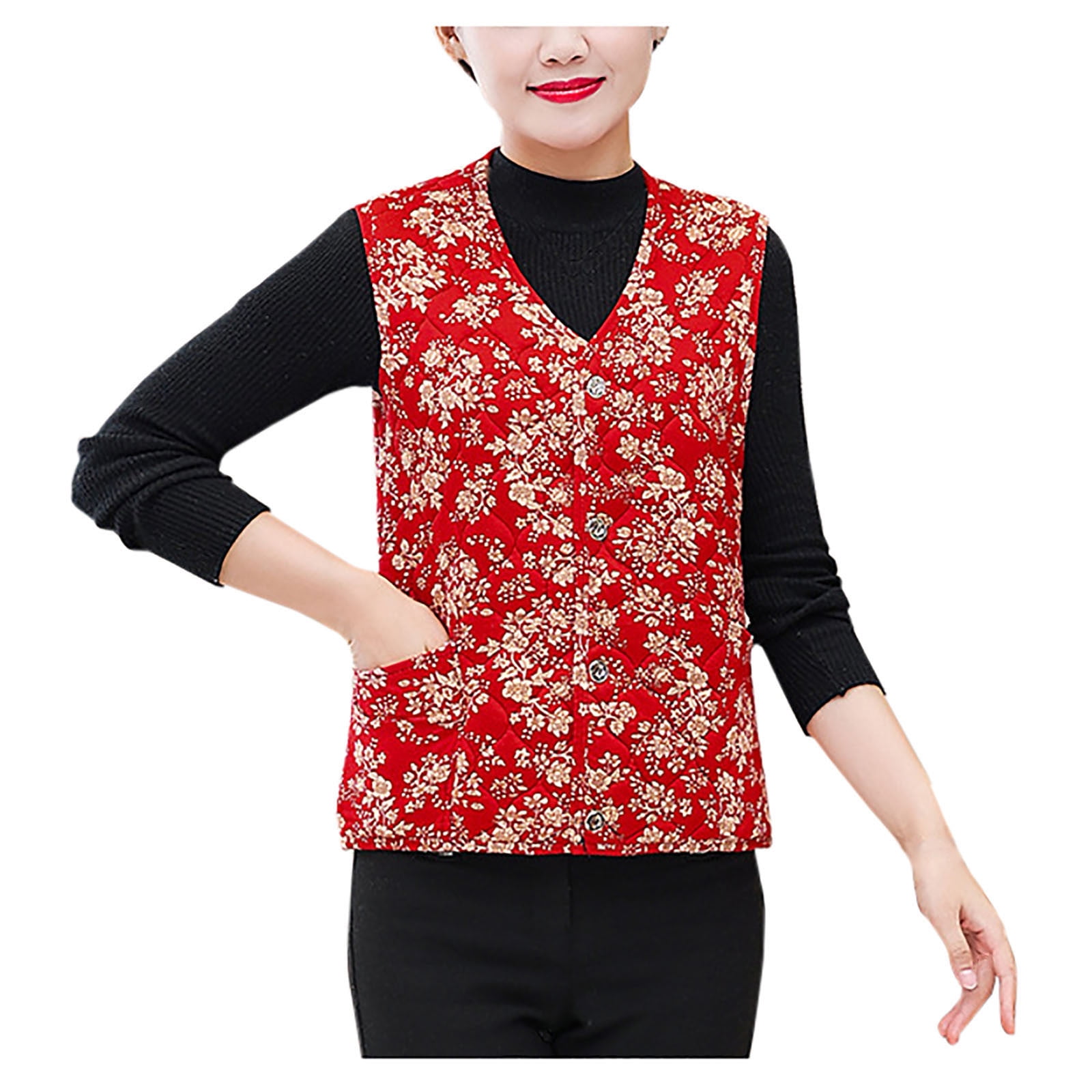 IROINNID Women's Sleeveless Vest Short V-Neck Cover-up Plush Thick ...