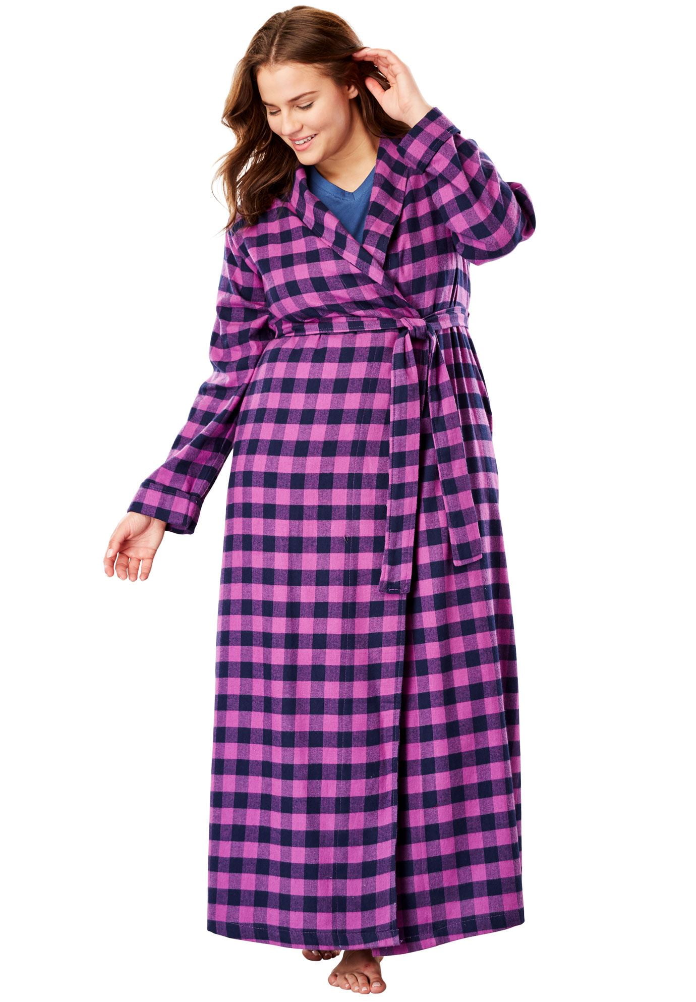 Dreams And Co Dreams And Co Plus Size Long Flannel Robe