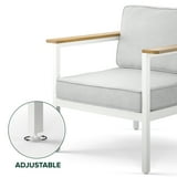 Zinus Pablo Aluminum and Acacia Wood Outdoor Armchair with Cushions and ...