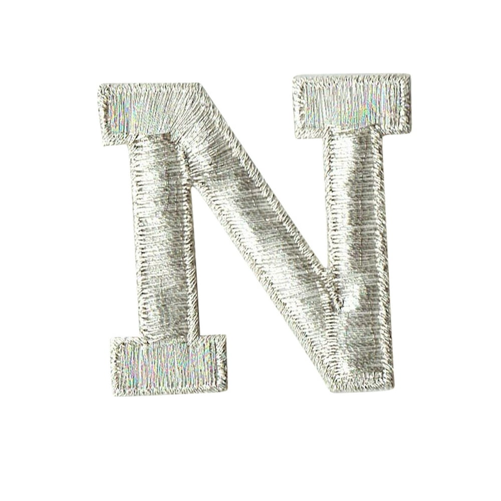 Alphabet Letter - N - Color Silver - 2" Block Style - Iron On ...