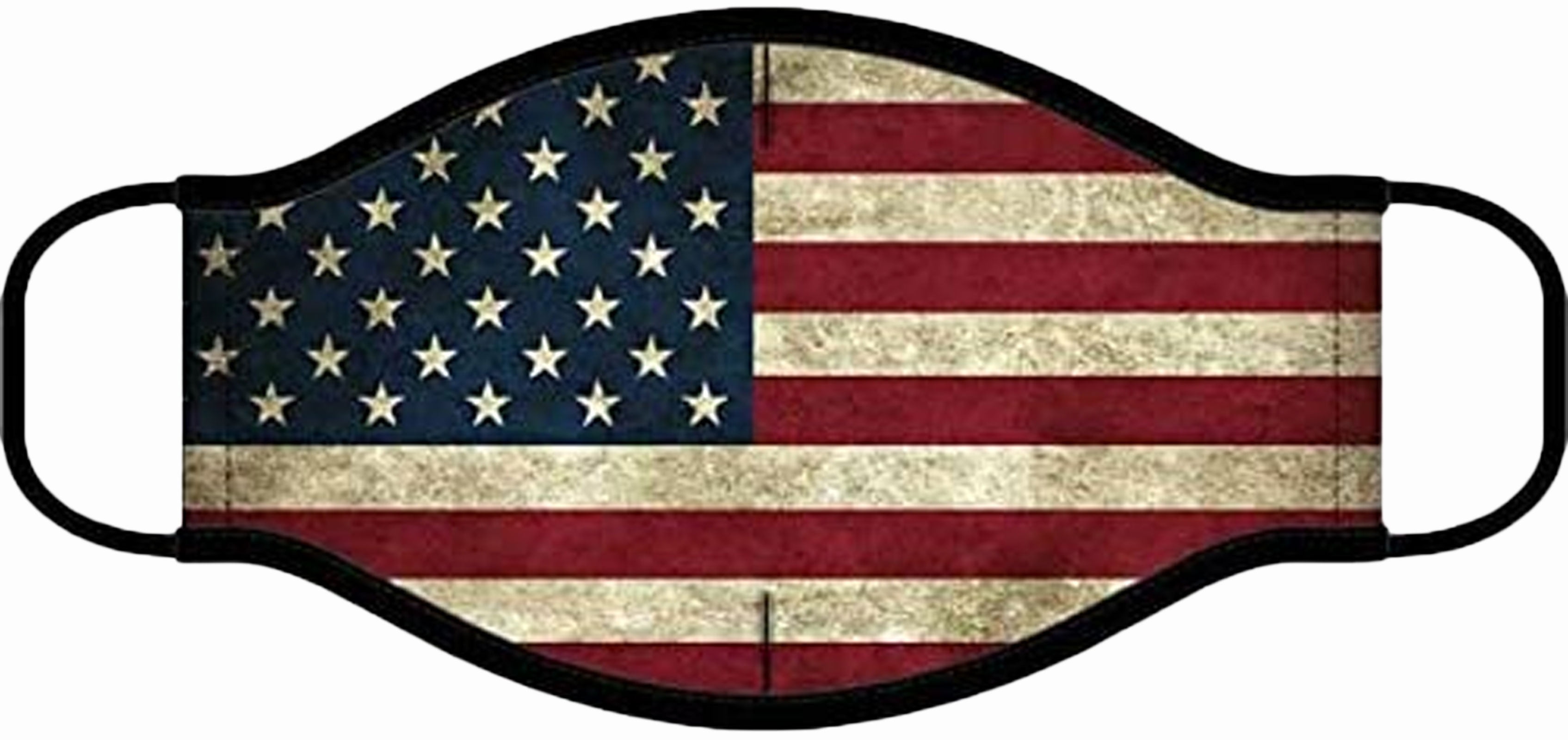 Vintage American Flag Cloth Face Cover Mask With Solid Trim (One Size ...