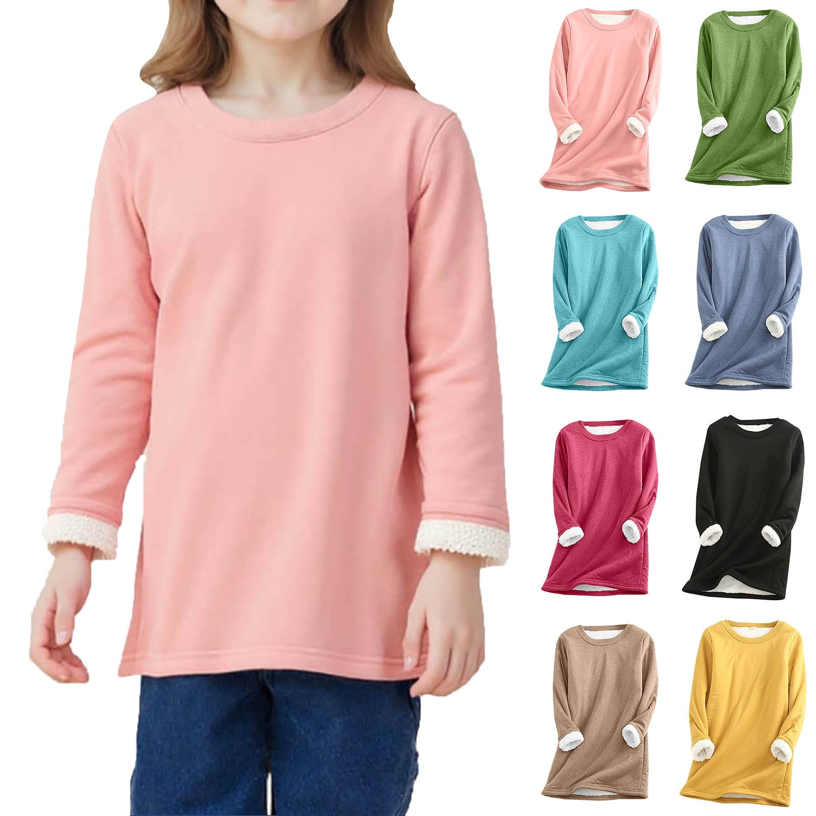 Click here for Jinhomg Girls Sherpa Lined Pullover Kids Crewneck... prices