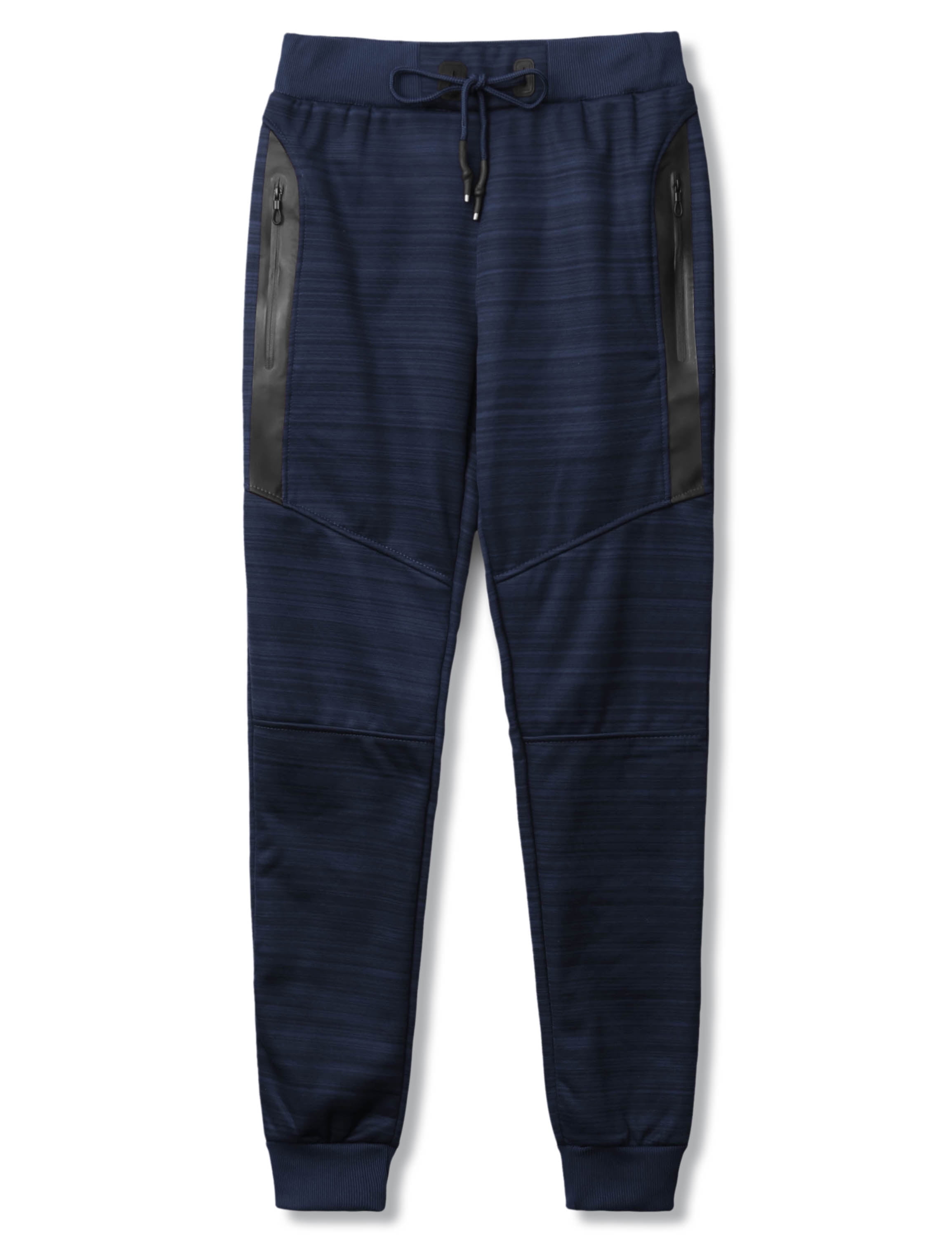 Ma Croix Mens Modern Jogger Pants with Zipper Pockets Solid Slim Fit ...