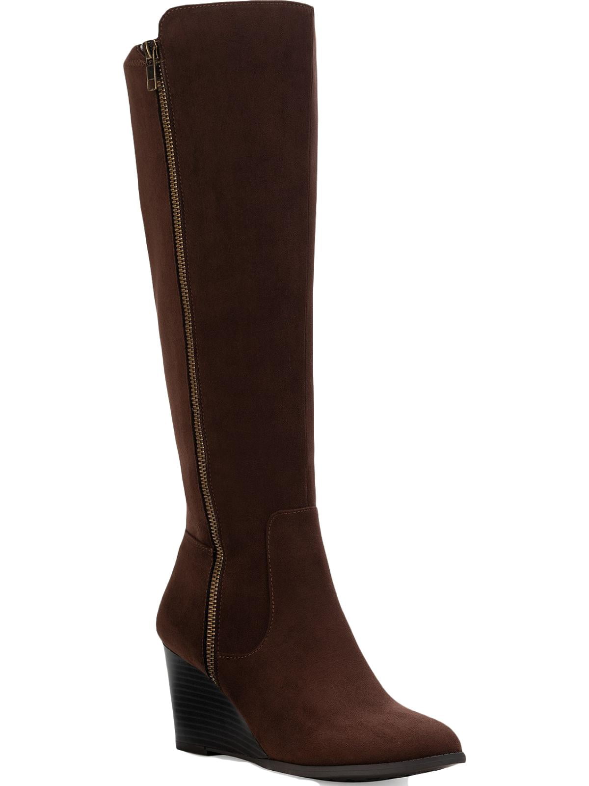 Style & Co. Womens Wynterr Faux Suede Tall Wedge Boots - Walmart.com