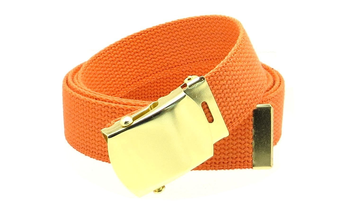 Canvas Web Belt Military Style with Brass Buckle and Tip 54" Long Many ...